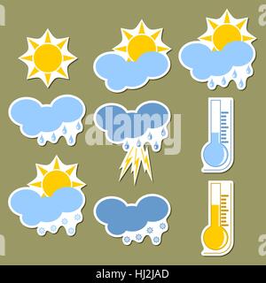 sticker weather forecast cloud and lightning vector Stock Vector Image ...