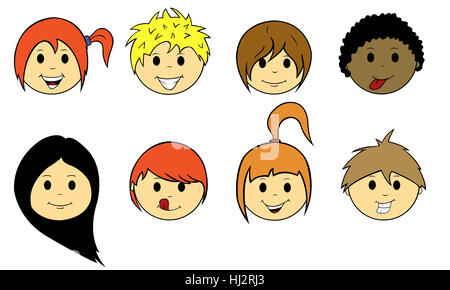 set of different kid faces isolated Stock Photo - Alamy