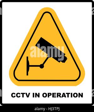 Attention cctv in operation yellow triangle sign Stock Vector Image ...