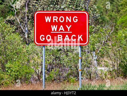Road sign warning - Wrong way go back on Hume Highway in Australia ...