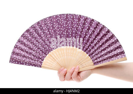 Hand holding chinese fan on a white background Stock Photo - Alamy