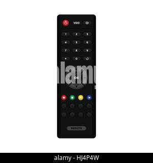 TV remote front view closed-up isolated on white background, vector ...