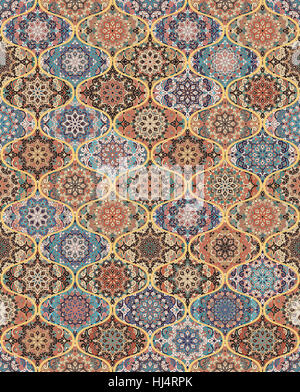 Elegant Vintage Ogee Seamless Pattern with Blue Damask Motifs on ...