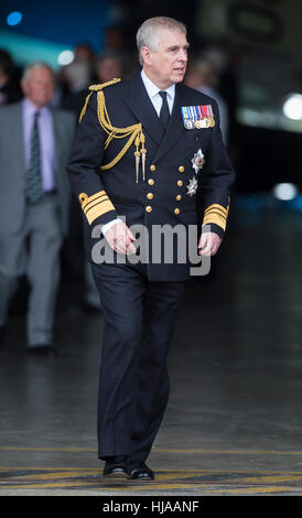 HRH Prince Andrew watching a flypast to celebrate the life of former ...
