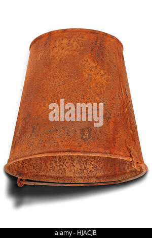 Rusty bucket on white. Clipping path inside Stock Photo - Alamy