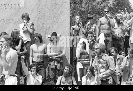 Protesters play patriotic songs on kazoos at the anti-Vietnam War rally ...
