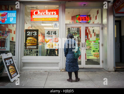 Checkers fast food drive in sign or notice, Brooklyn, NYC, USA Stock ...