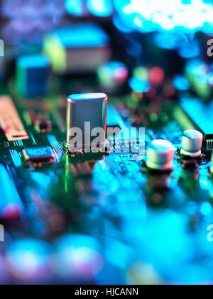 Hi-tech electronic circuit board blue texture Stock Photo - Alamy