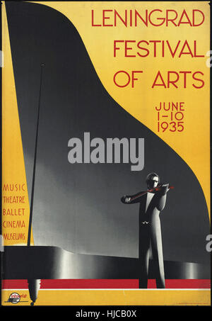 A vintage travel poster for the Leningrad Festival of Arts, USSR ...