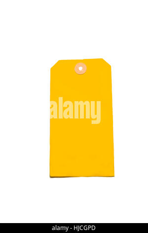 Blank price tag yellow isolated on white with soft shadow Stock Photo ...
