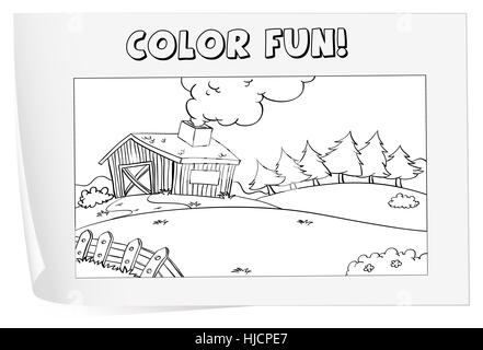 House coloring page picture worksheet for preschool, kindergarten ...