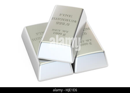 rhodium ingots closeup, 3D rendering isolated on white background Stock ...