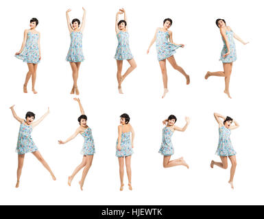 Collage photo of young attractive dancing nostalgia retro music natural ...