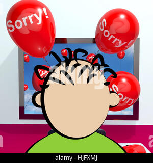 Sorry Balloons From Computer Shows Online Apology Regret Or Remorse ...