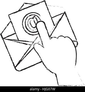 email related icons image sketch style vector illustration design Stock ...