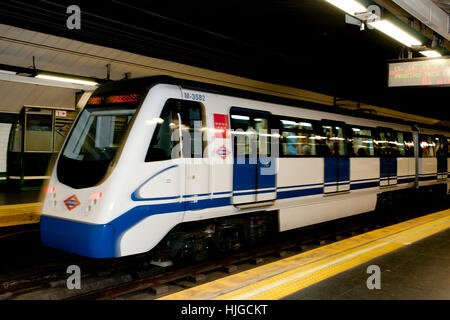 underground in Madrid with train in Motion, Spain Stock Photo - Alamy