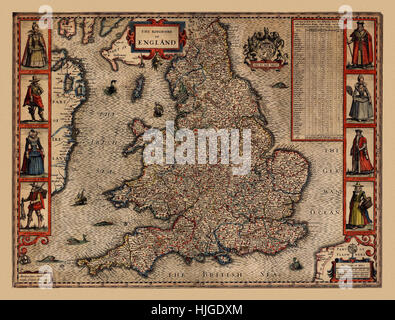 Map Of England 1630 Stock Photo - Alamy