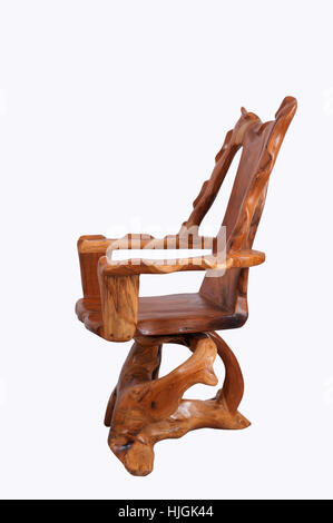 Antique wooden rocking chair side view isolated on white background ...