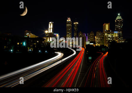 Skyline of Atlanta, Georgia above Freedom Parkway Stock Photo - Alamy