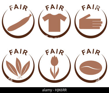 Symbols and products of fair trade Stock Photo - Alamy