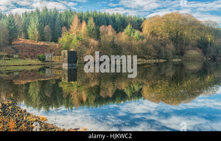 Reservoir with still water and reflections, Wales, UK Stock Photo - Alamy