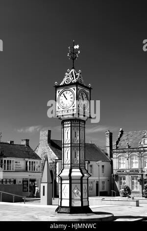The clock tower and square, Downham Market town, Norfolk County ...