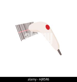 Vector cartoon barcode product distribution icon in comic style ...