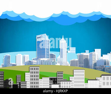 Composite collage with modern city landmarks and buildings Stock Photo ...
