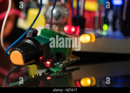 components of electronic devices and luminous LEDs Stock Photo - Alamy