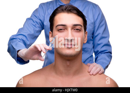 Man undergoing plastic surgery isolated on white Stock Photo - Alamy