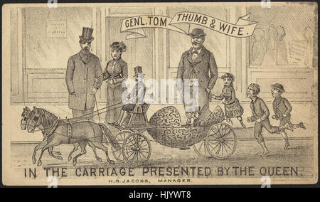 Gen'l Tom Thumb & Wife. In the carriage presented by the queen ...