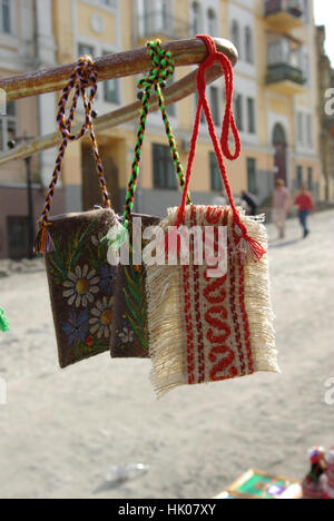 Traditional style handmade woven bags made of fabric Stock Photo - Alamy