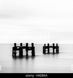 Derelict World War Two defense structures in English Channel Stock ...