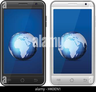 mobile phone with earth display background design Stock Vector Image ...
