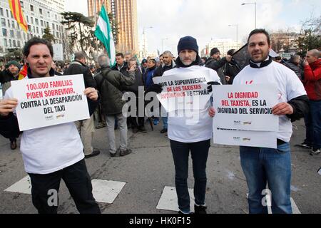 Taxi drivers demostration in Madrid on Thursday 18, February 2016 Stock ...