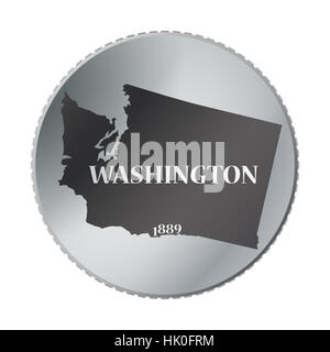 A Washington state outline with the date of statehood isolated on a ...