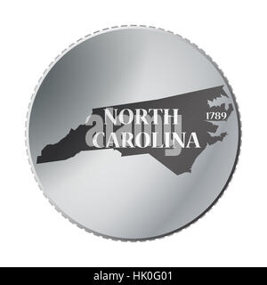 A North Carolina state outline with the date of statehood isolated on a ...