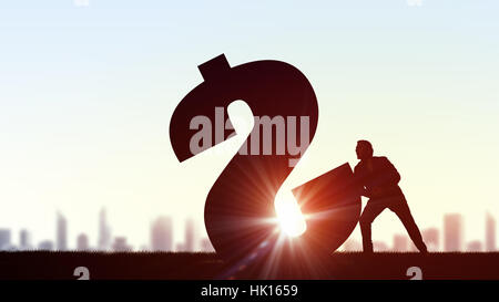 Silhouette of businessman and big dollar currency symbol Stock Photo ...