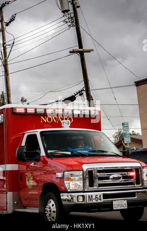 Novato, USA. 4th Feb, 2017. A fireman from the Novato Fire Department ...