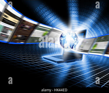 laptop and screens as a symbol of global computer network Stock Photo ...
