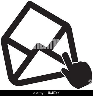 envelope with hand cursor icon over white background. vector ...