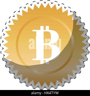 circle with b of bitcoin currency over white background. vector ...