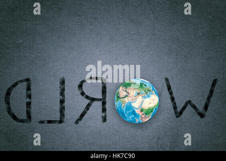 Word world with Earth planet instead of letter O. Elements of this ...