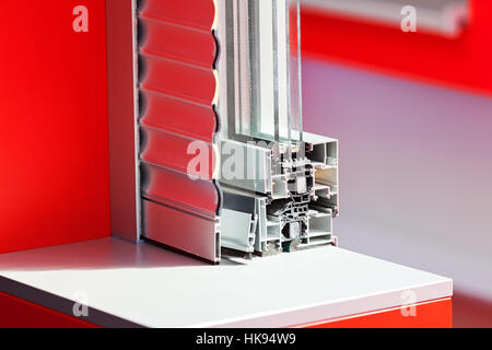 lateral cross-section aluminum frame windows with mehanism for shutters ...