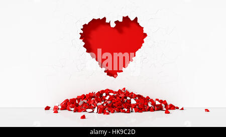 illustration of Heart-shaped broken wall Stock Photo - Alamy