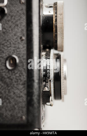 Macro of retro photo camera detail. Selective focus. Shallow depth of ...