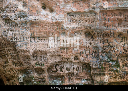Gutmana Cave in Gauja National Park near Sigulda, Latvia Stock Photo ...