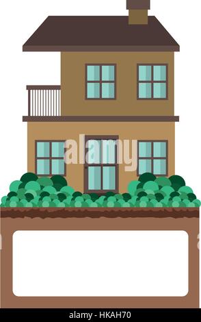 colorful image cartoon facade two house floors with garage and car ...