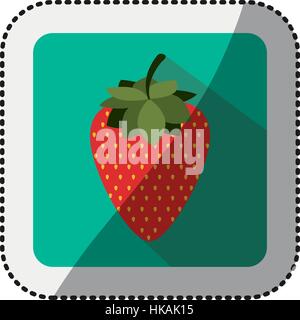 color square with middle shadow sticker with apple fruit Stock Vector ...