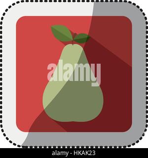 color square with middle shadow sticker with apple fruit Stock Vector ...